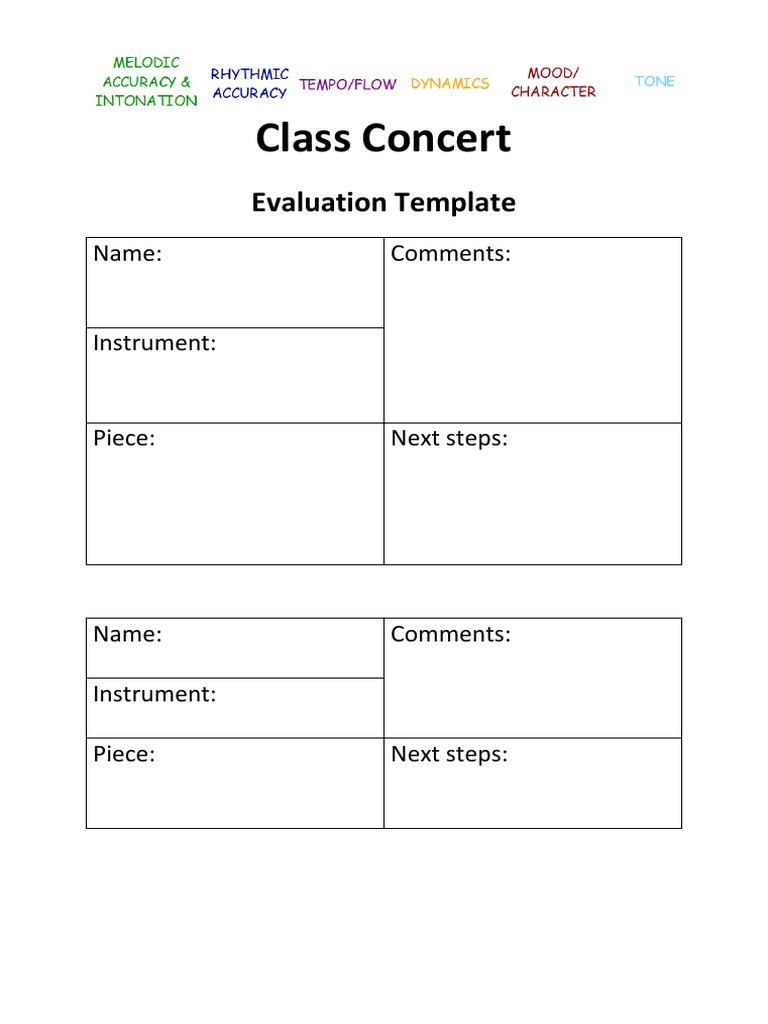 Class Concert Evaluation Sheets | PDF