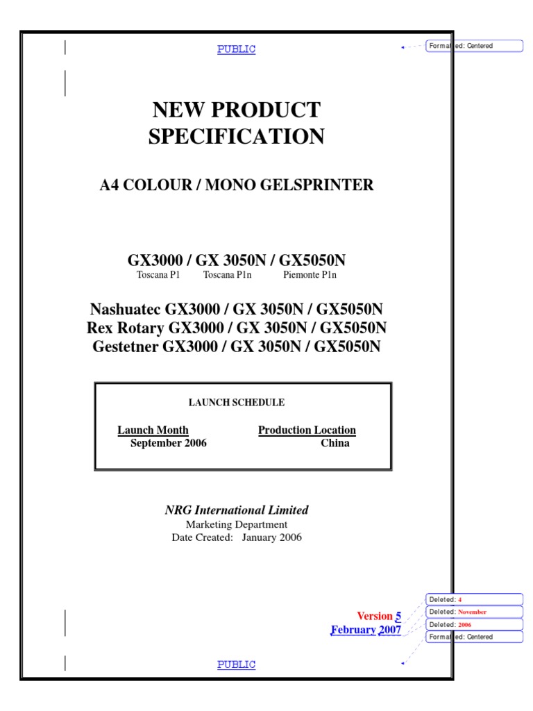 GX3000 Specification PDF | PDF | Printer (Computing) | Graphic Design