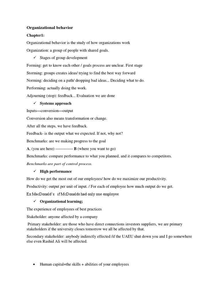 Organizational Behavior: Benchmarks Are Part of Control Process | PDF ...