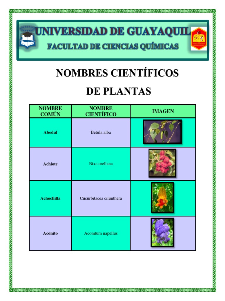 Nombres científicos y comunes de plantas | PDF | Cultivos ...
