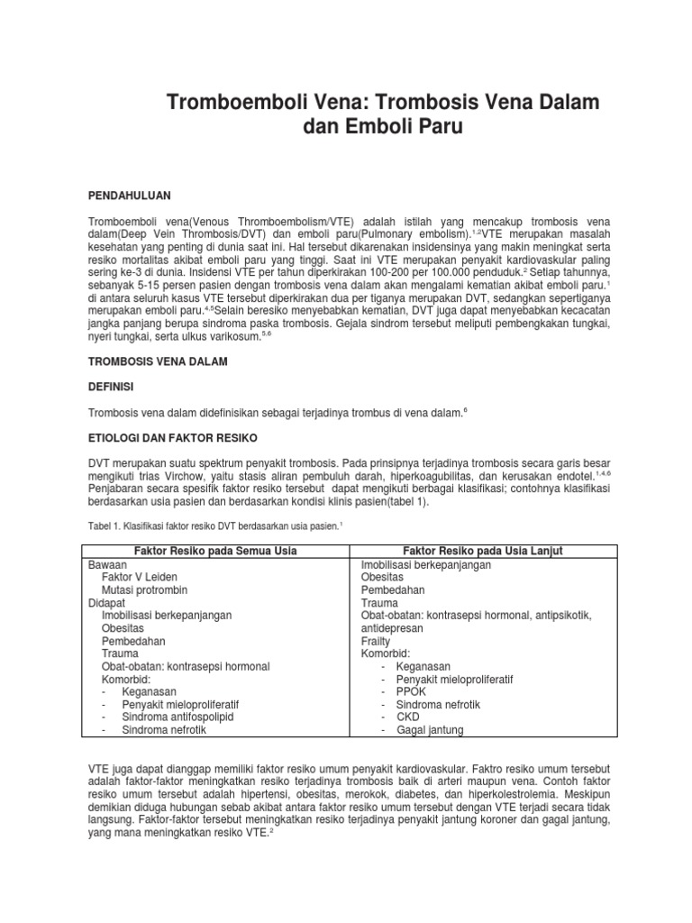 Trombosis Vena Dalam Dan Emboli Paru | PDF
