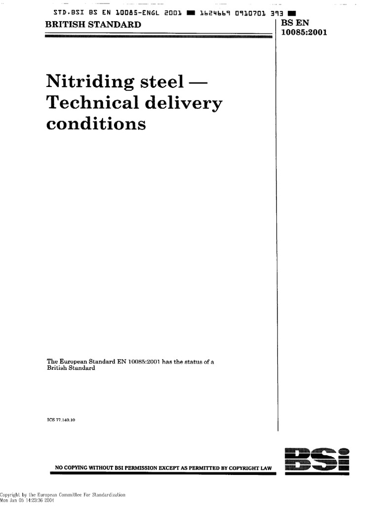 BS en 10085-2001 Nitriding Steel | PDF