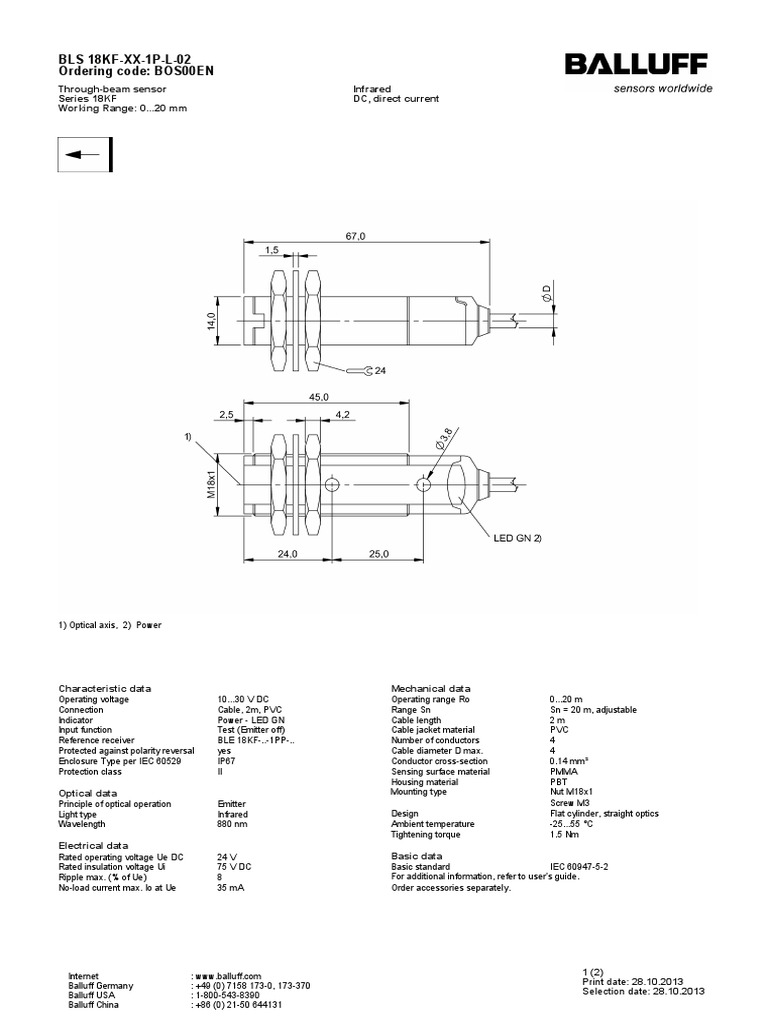 Sensor Balluff | PDF | Direct Current | Optics