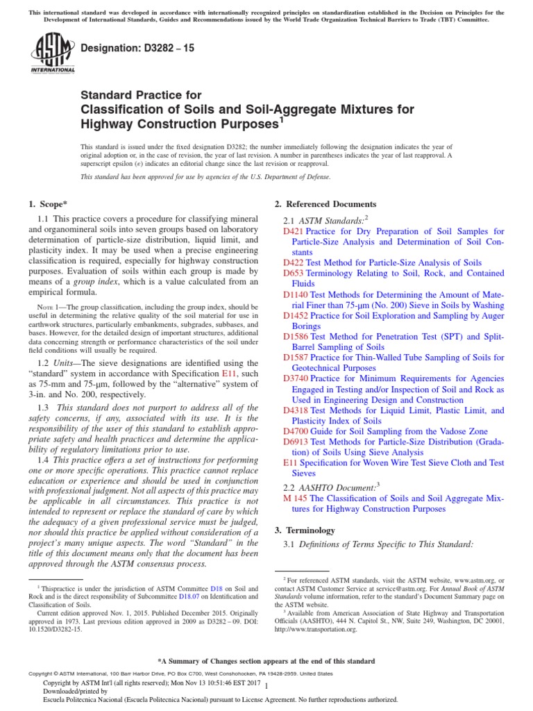Norma Astm d3282 Clasificación Aashto | PDF | Silt | Sand