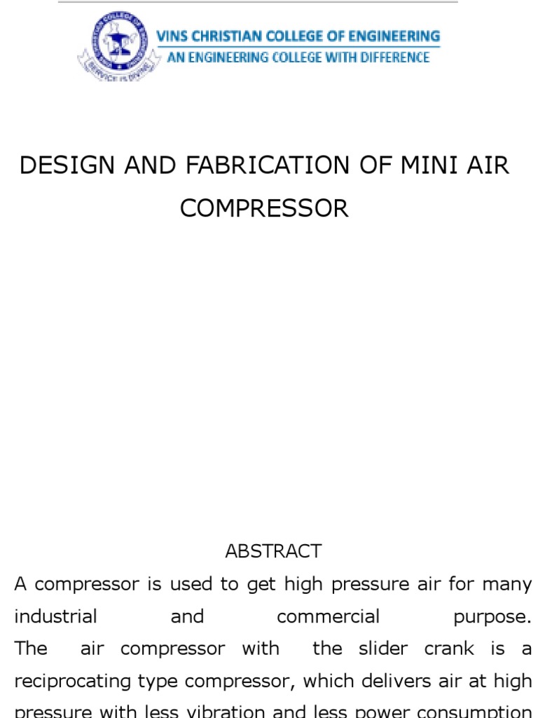 Design and Fabrication of Mini Air Compressor | PDF