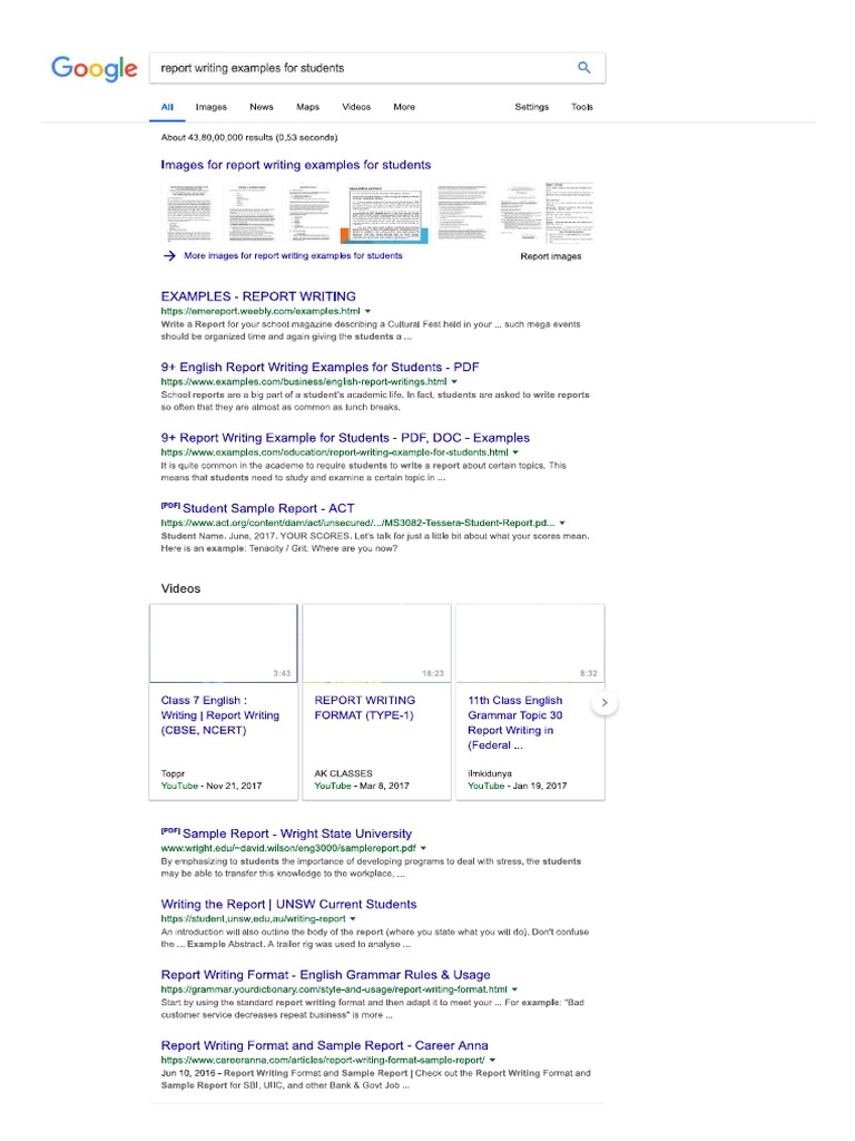 Report Writing Examples For Students - Google Search PDF | PDF