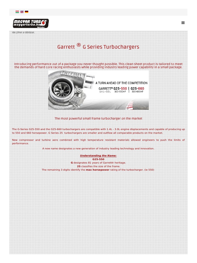 Understanding Model Name of Turbo Garret G Series - WWW - Magyarturbo ...