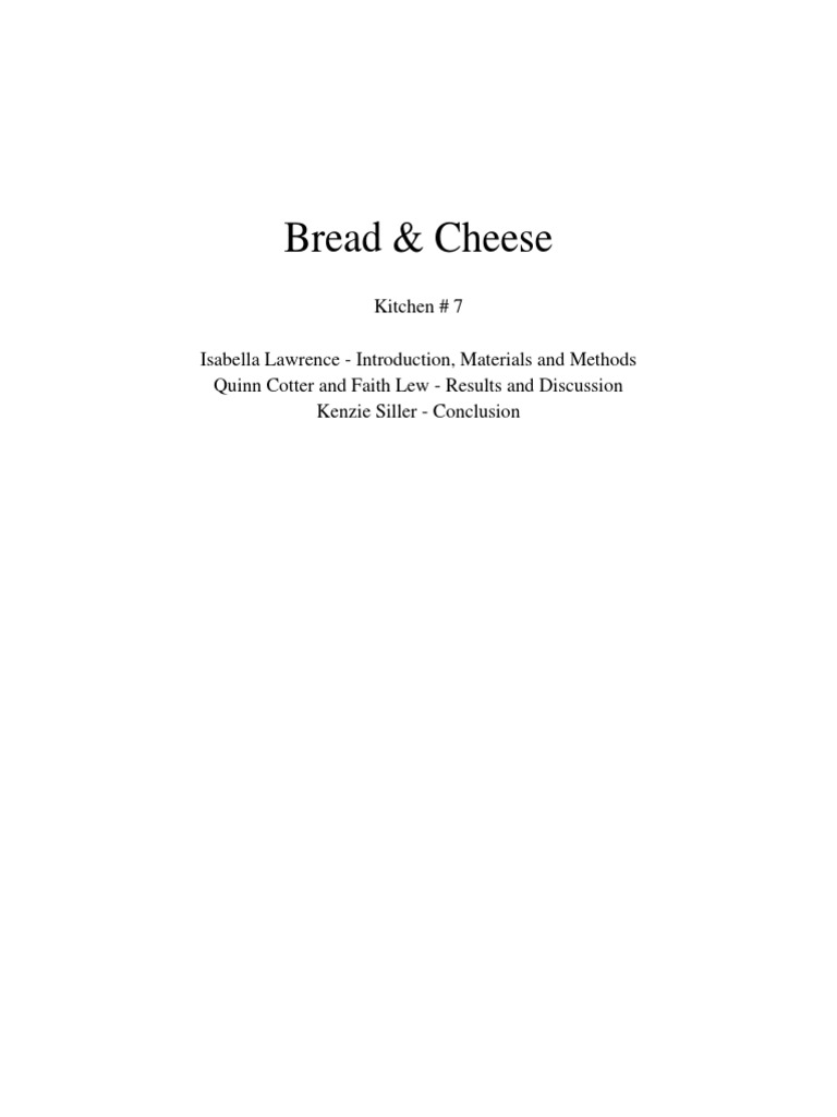 Bread and Cheese Lab Report | PDF | Milk | Cheese