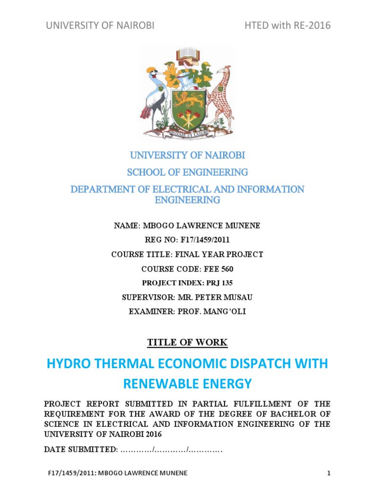 Hydro Thermal Economic Dispatch With Renewable Energy | PDF ...