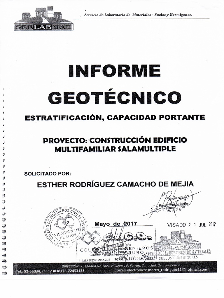 Estudio de Suelos Edificio Ciudad Oruro | PDF