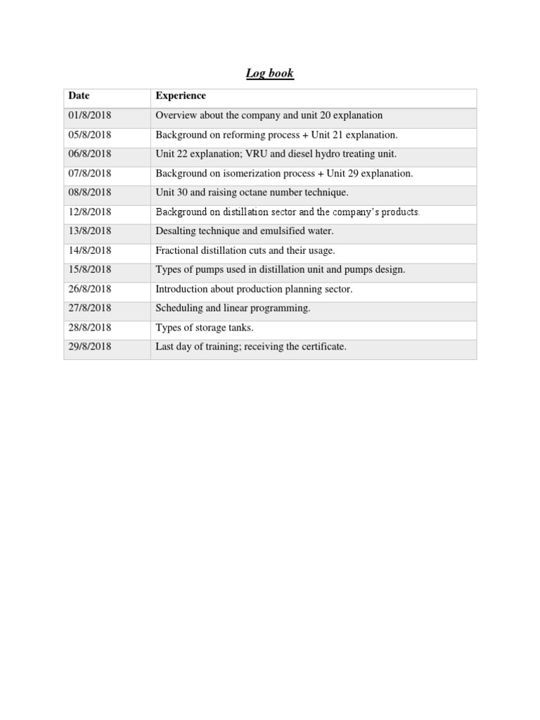 Log Book: Date Experience | PDF