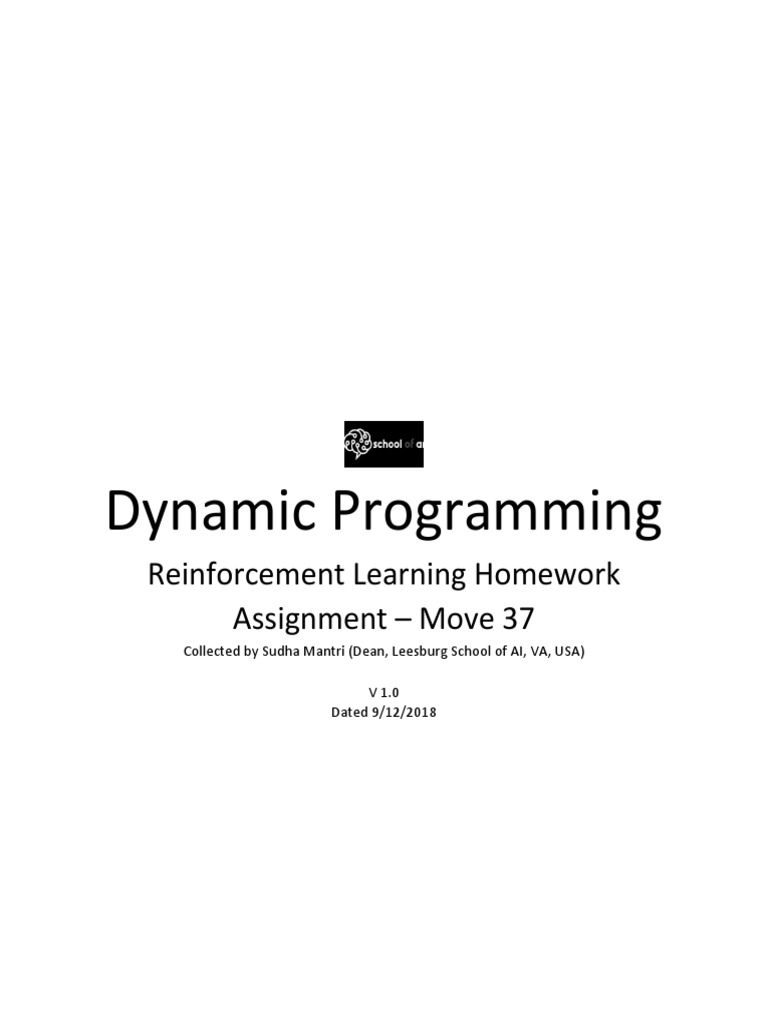 Dynamic Programming: Reinforcement Learning Homework Assignment - Move ...