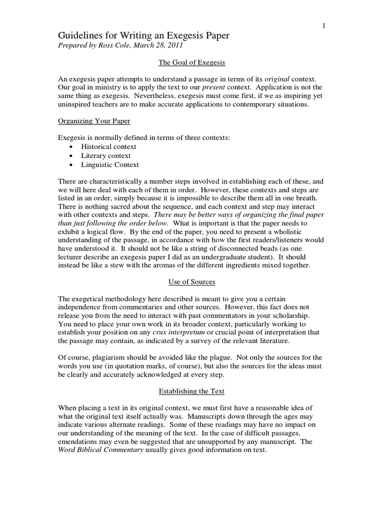 Guide For Exegetical Papers | PDF | Genre | Exegesis