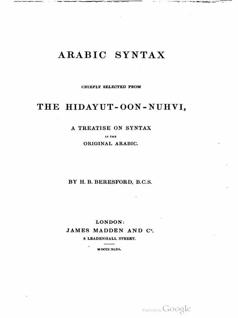 Arabic Syntax PDF | PDF | Grammatical Gender | Grammatical Number