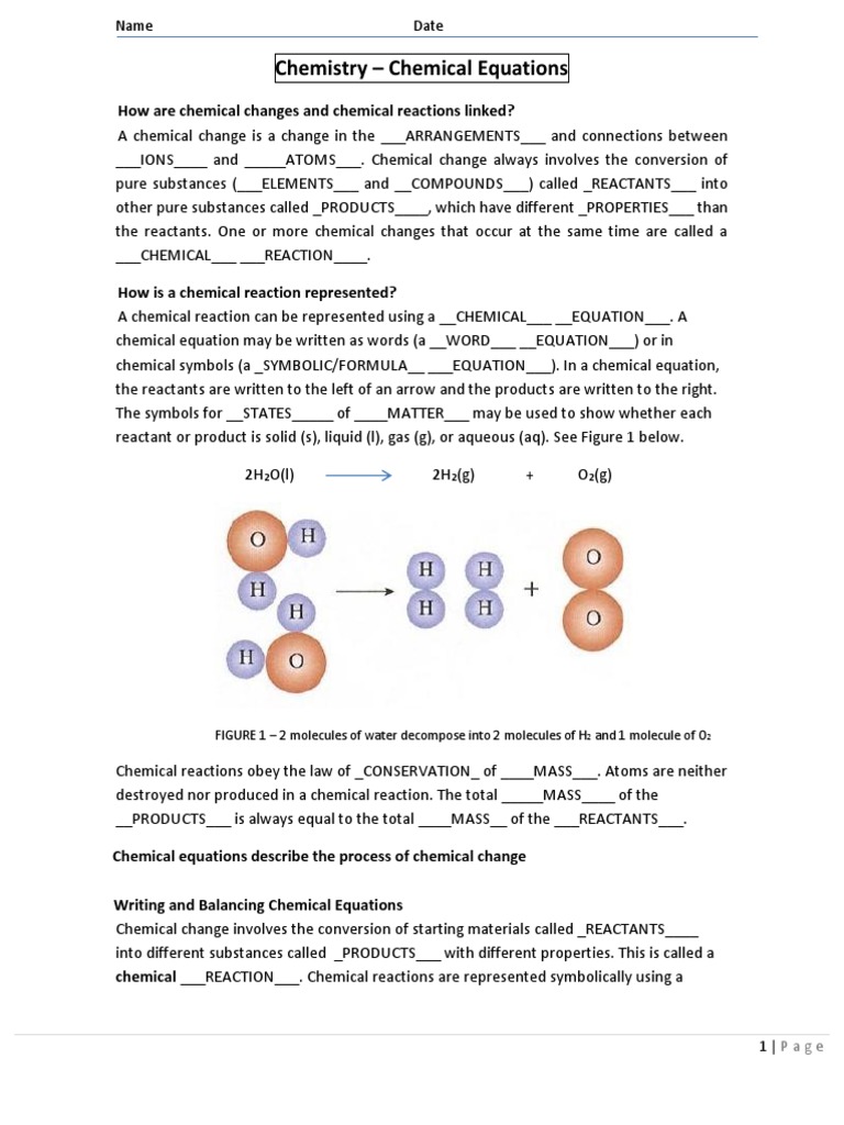 Chemical Equation Notes - Teacher | Download Free PDF | Acid | Aqueous ...