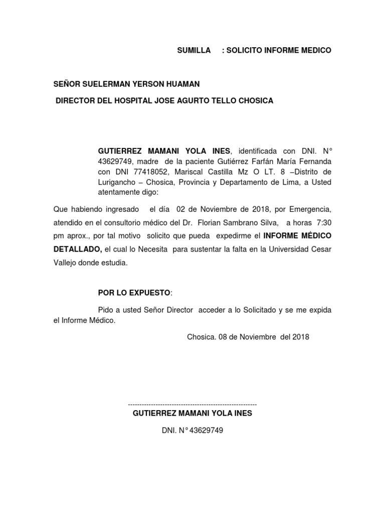 Informe Medico | PDF