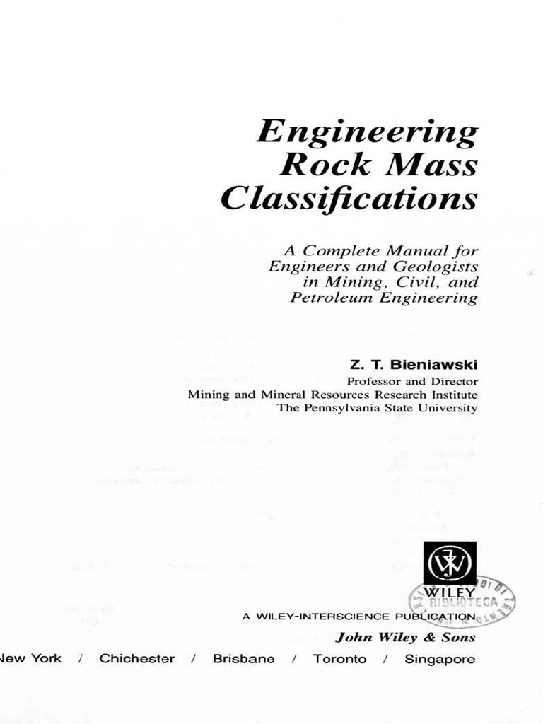 Engineering Rock Mass Classifications: Complete Engineers in and ...