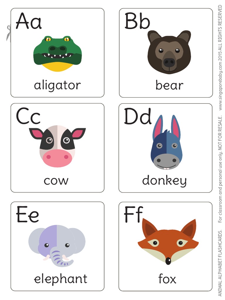 Animal Alphabet Flashcards | PDF | Languages | Language Arts & Discipline
