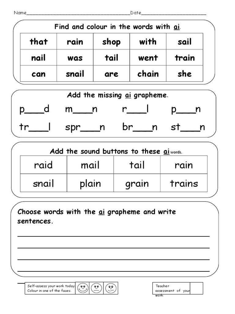 Find and Colour in The Words With Ai A - e Ay | PDF | Teaching Methods ...