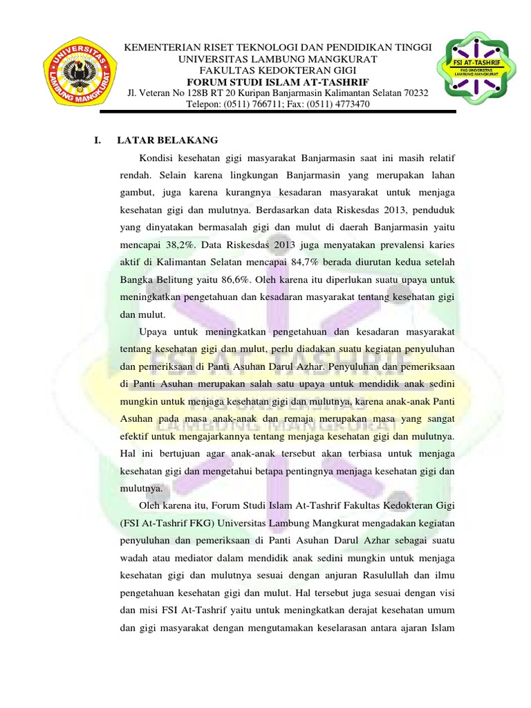 Proposal Baksos FSI 2018 | PDF