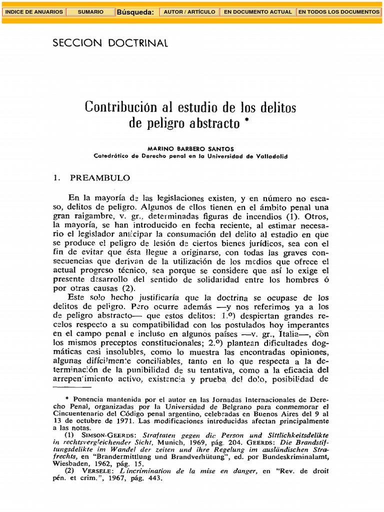 Análisis de los delitos de peligro abstracto y su tratamiento en la doctrina penal | PDF ...