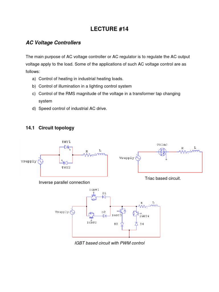 Lecture #14: AC Voltage Controllers | PDF | Alternating Current ...
