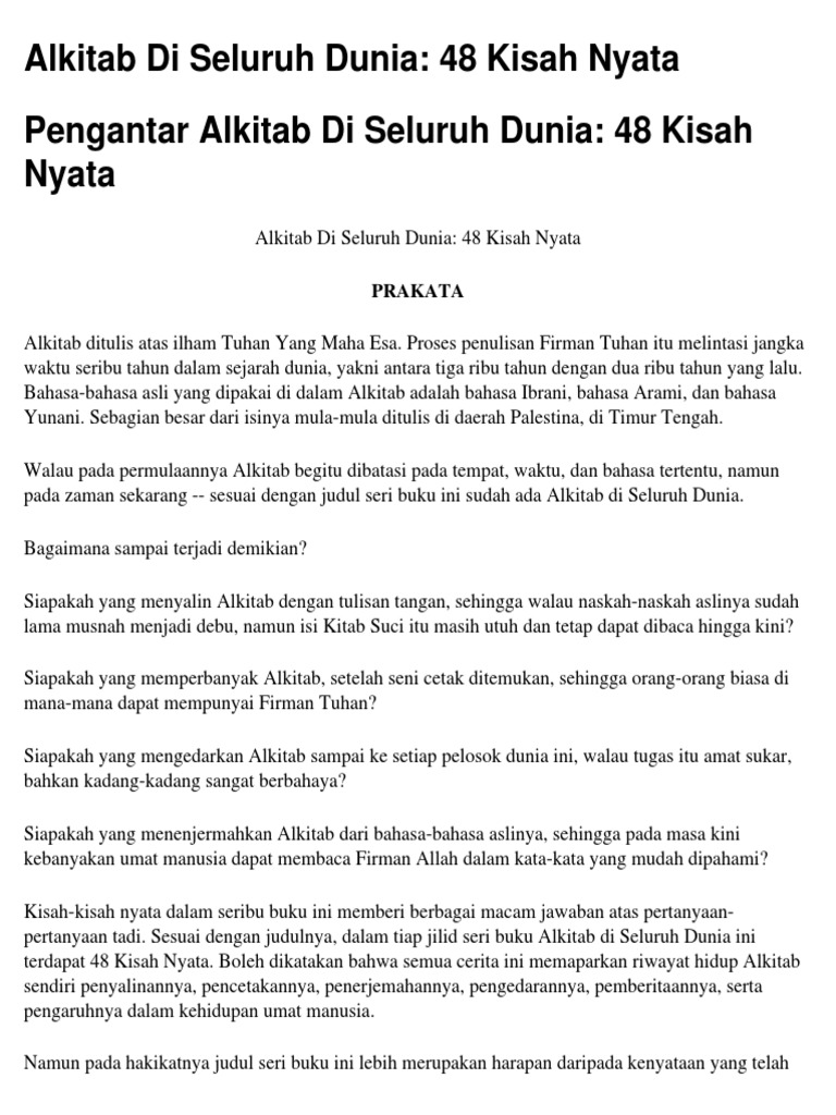 Alkitab Di Seluruh Dunia 48 Kisah Nyata | PDF