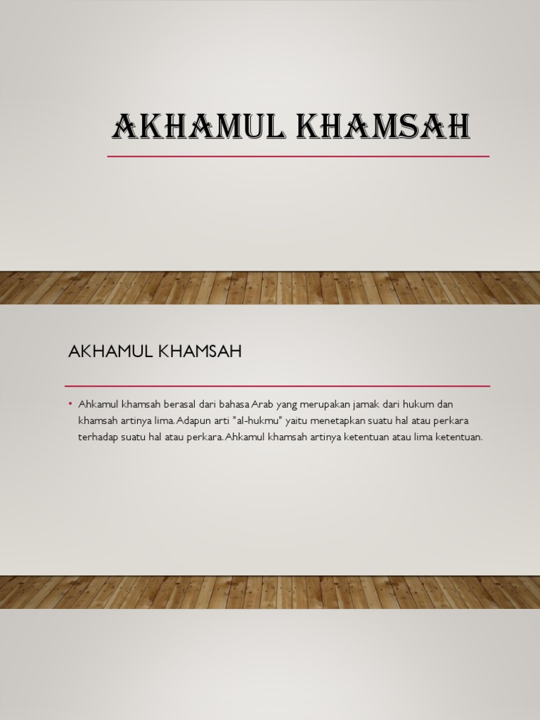 Akhamul Khamsah | PDF