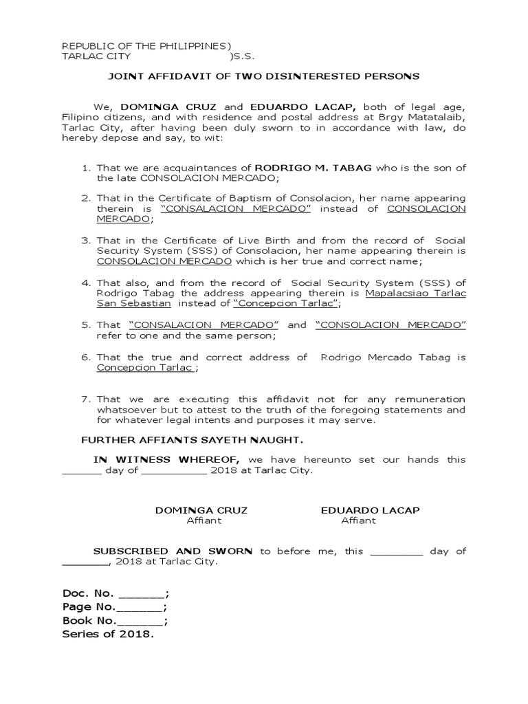 Affidavit of Discrepancy SSS | PDF