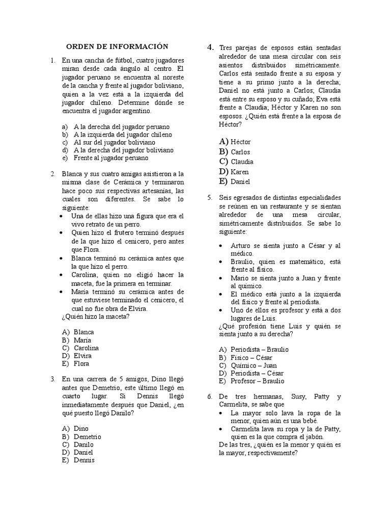 Problemas de Razonamiento Matematico | PDF | Reloj | Té