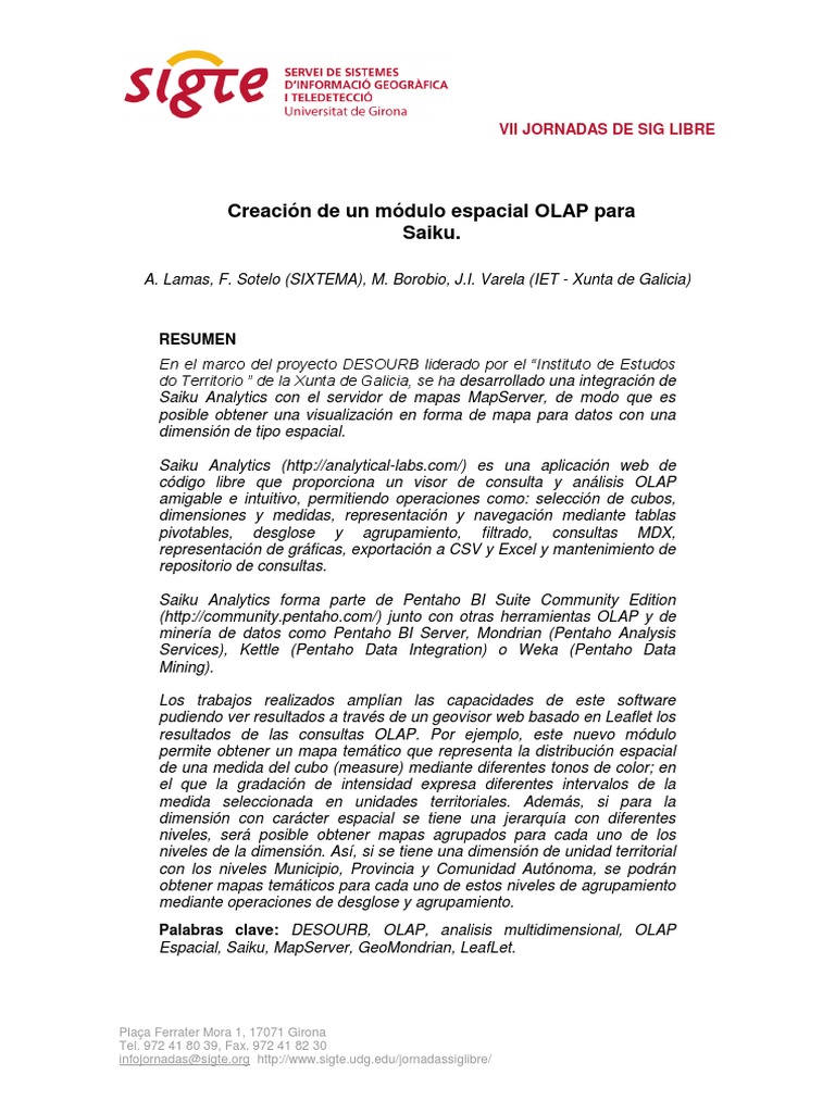 Creación de Un Módulo Espacial OLAP para Saiku.: Resumen | PDF ...