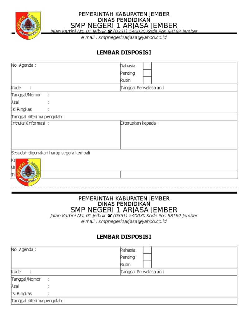 Contoh Lembar Disposisi | PDF