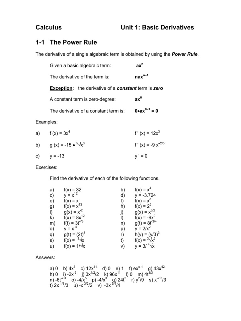 Calculus 1 - Rules of Derivatives | PDF | Derivative | Abstract Algebra