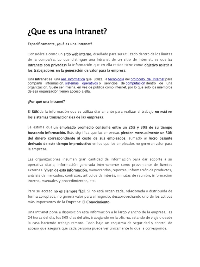 Que Es Una Intranet | PDF | Internet | Red de computadoras