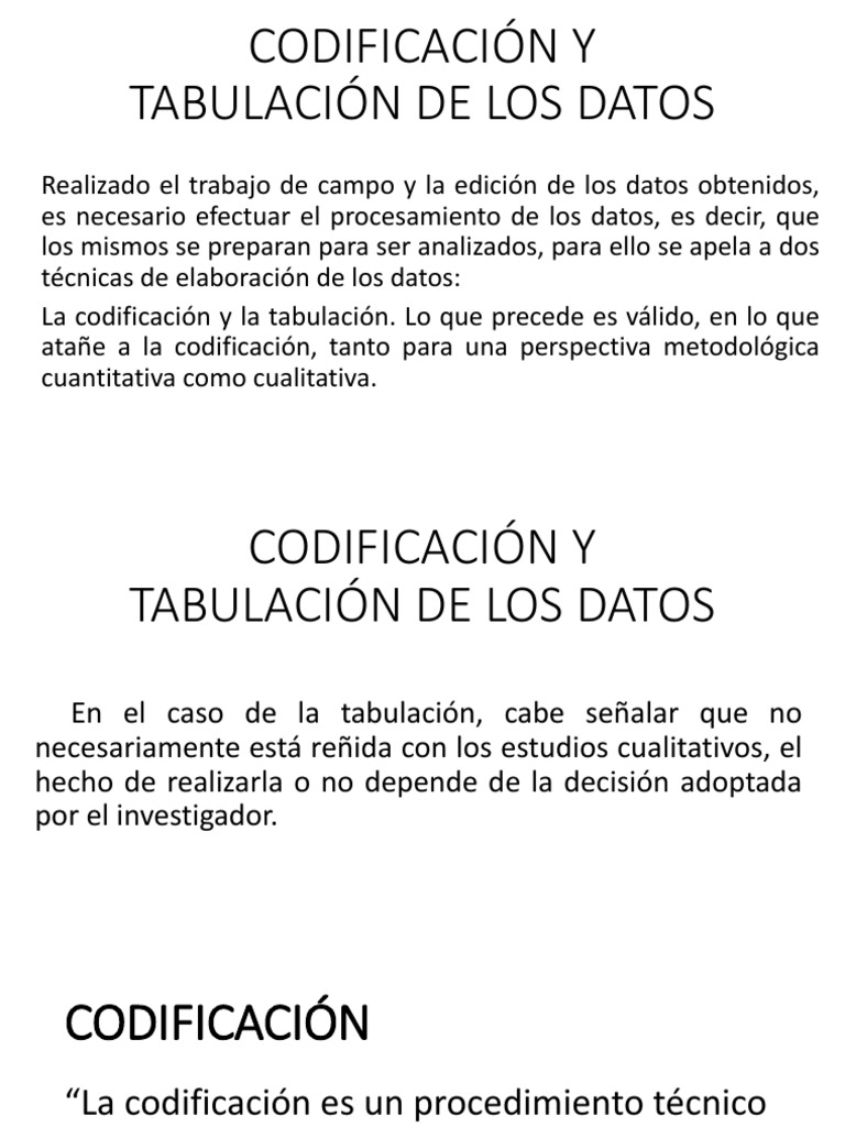 Codificación y Tabulación de Los Datos | Matriz (Matemáticas) | Ciencia ...