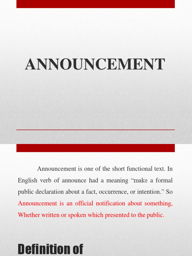 Understanding Announcement Structure | PDF | Grammatical Tense ...