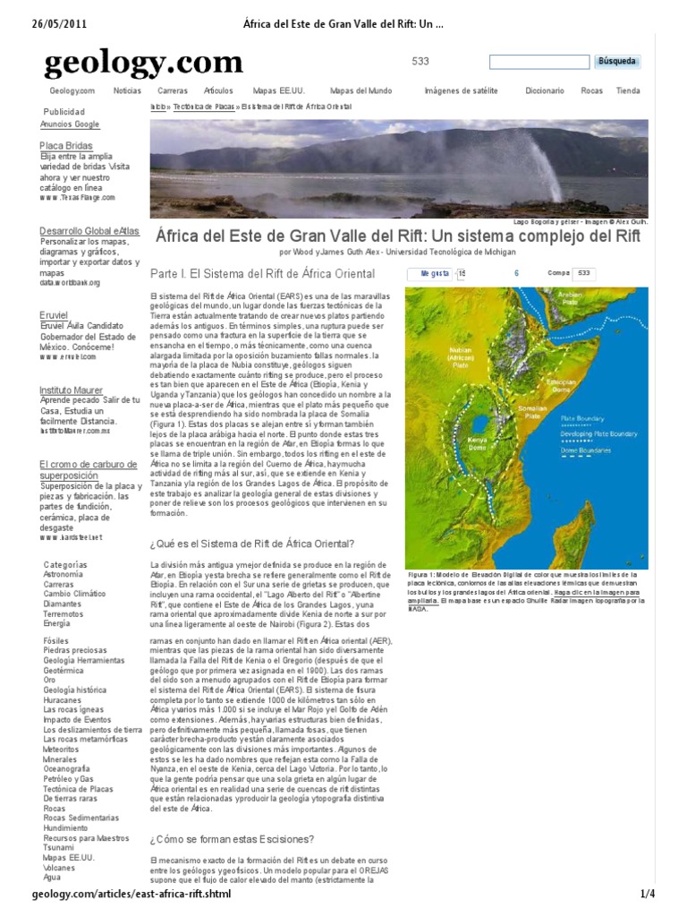 Africa Del Este de Gran Valle Del Rift Un Sistema Complejo Del Rift PDF ...
