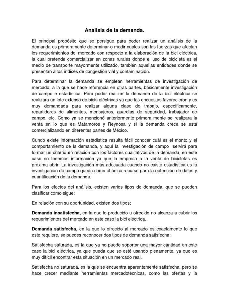 Análisis de La Demanda | PDF | Demanda | Estadísticas