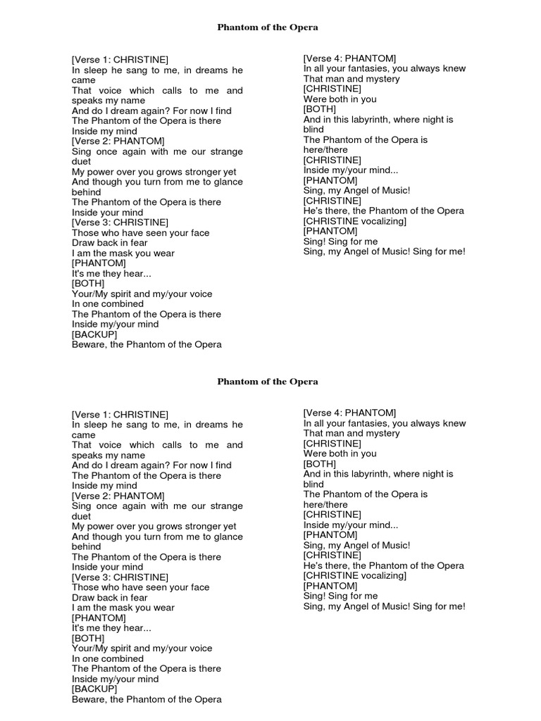 Phantom of The Opera | PDF | The Phantom Of The Opera | Singing