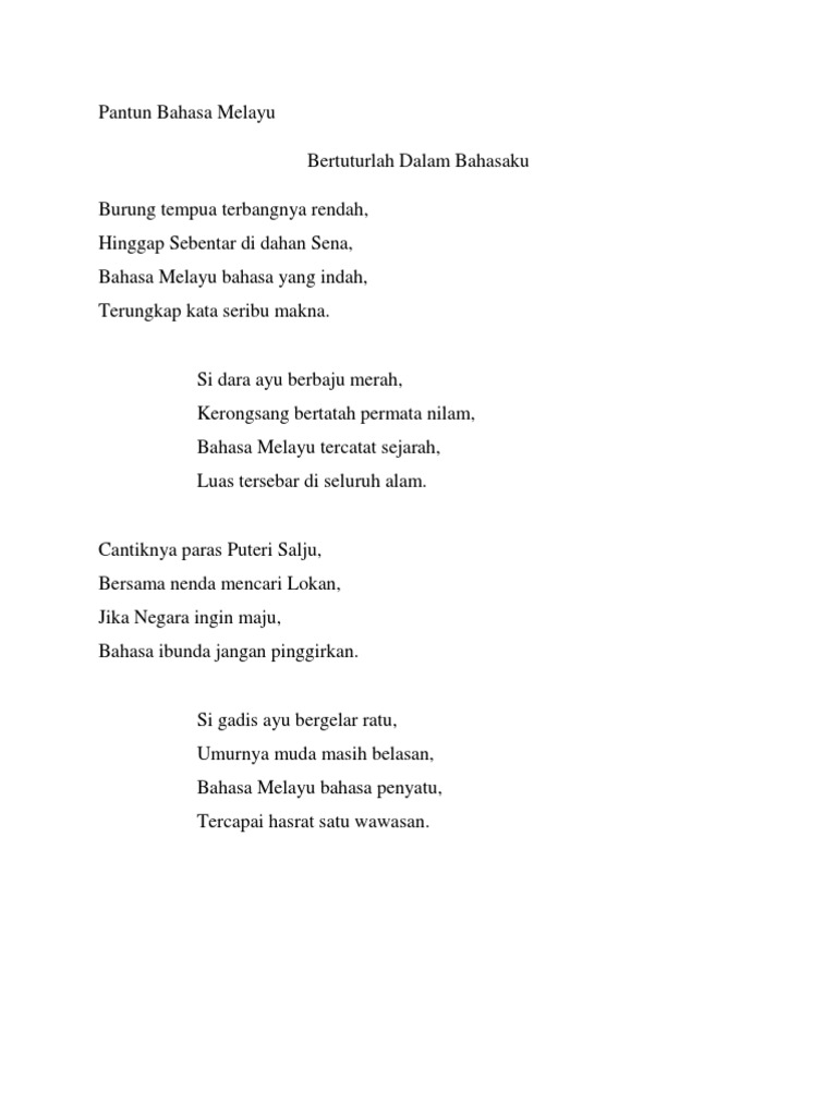 Pantun Bahasa Melayu | PDF