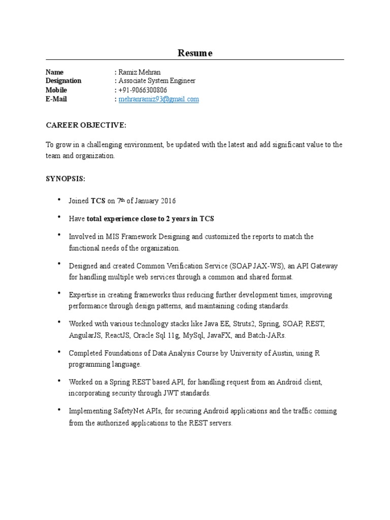 Ramiz Resume | PDF | Application Programming Interface | Representational State Transfer
