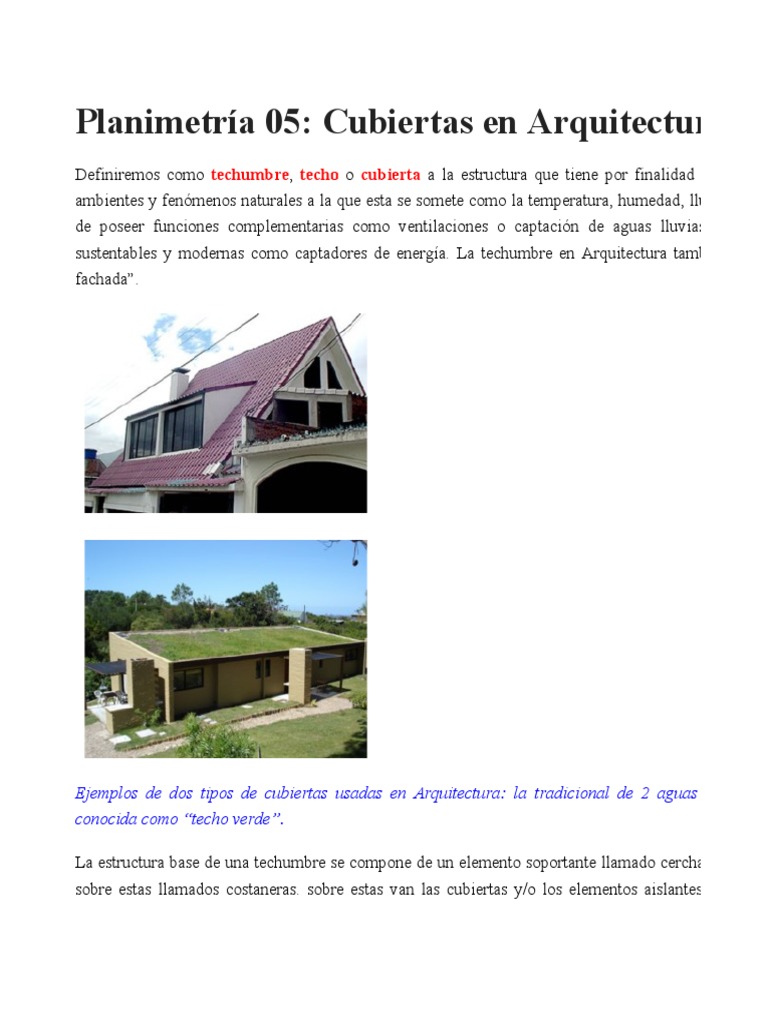 Planimetría 05: Cubiertas en Arquitectura: Techumbre Techo Cubierta ...
