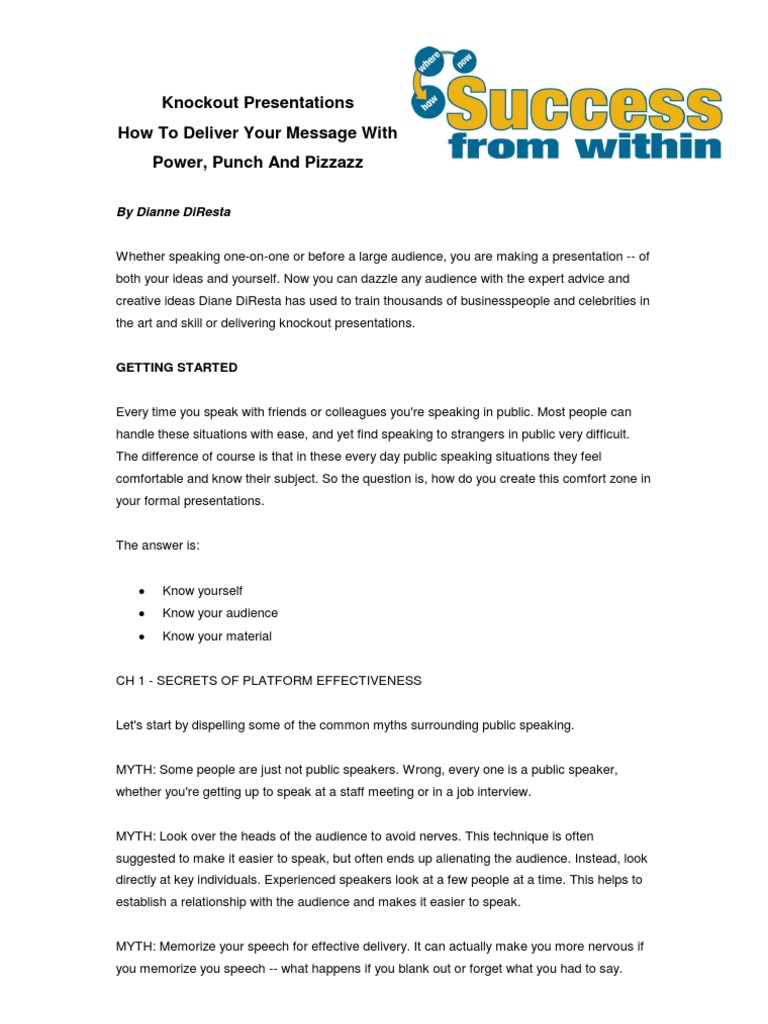 Book Summary Knockout Presentations | PDF | Public Speaking | Speech
