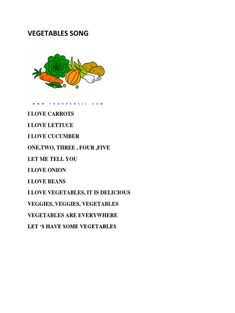 "Vegetables Song: Love for Veggies" | PDF | Cooking, Food & Wine | Art