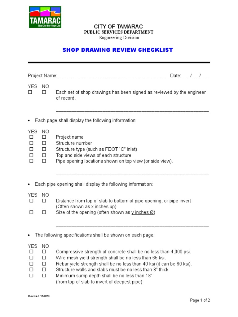 Shop Drawing Checklist Form_201205240831047882.doc | Building Materials ...