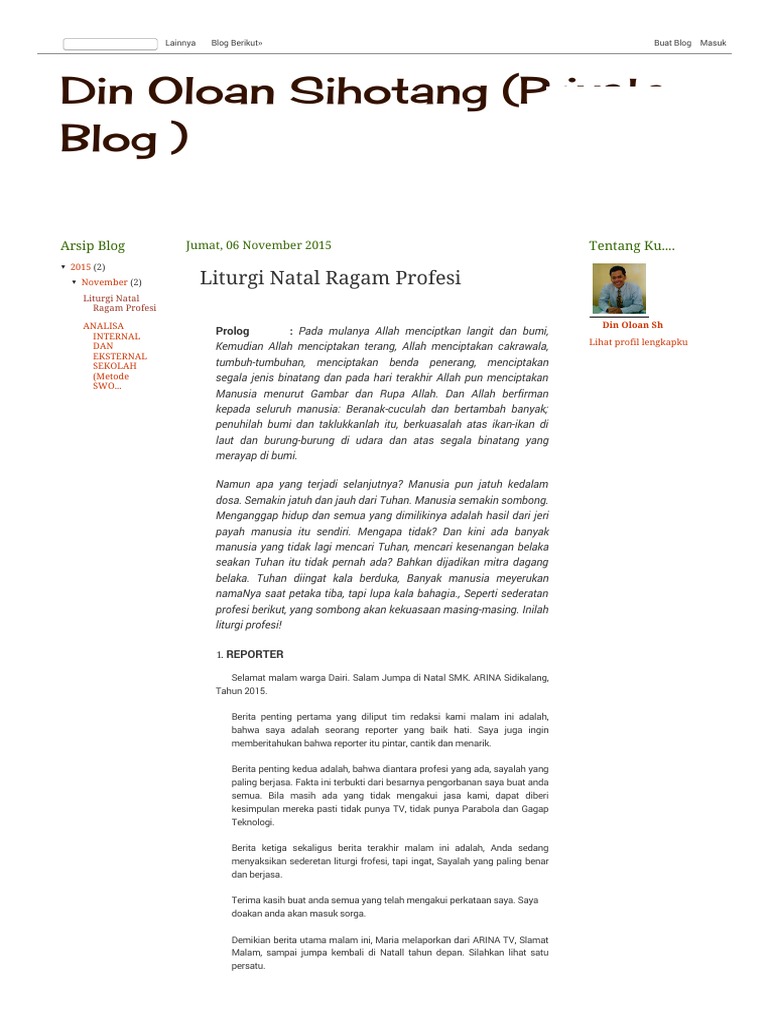 Liturgi Natal Ragam Profesi | PDF
