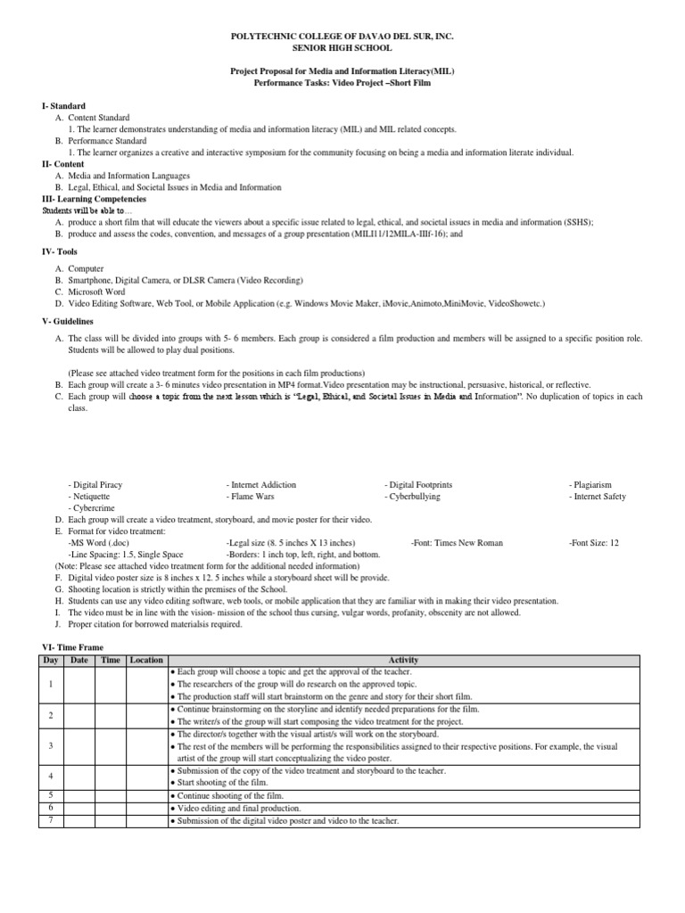 Performance Task - Short Film | PDF | Mass Media | Information Literacy