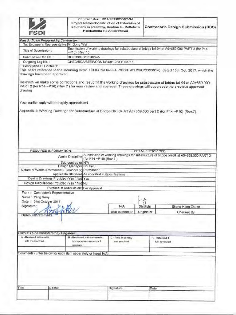 Out-Eng-CHEC-CDS-001024-A, Submission of Working Drawings For ...