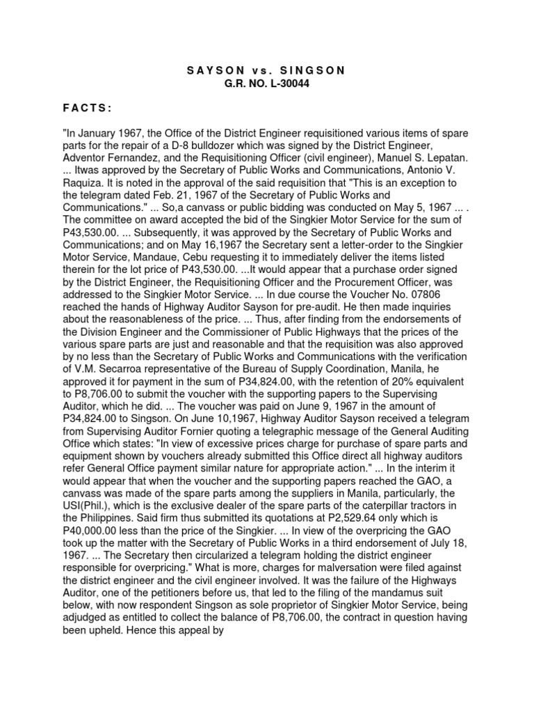 Sayson vs. Singsondocx | PDF | Mandamus | Lawsuit