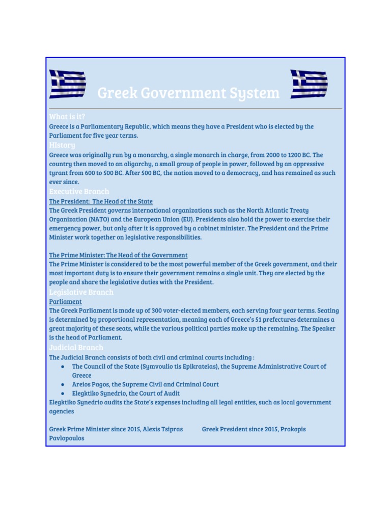 Greek Goverment System | PDF | Greece | Prime Minister